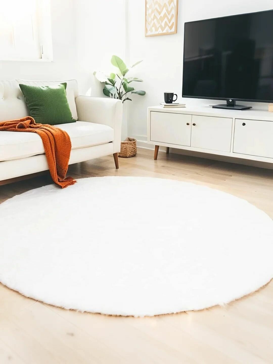 Ковер, круглый, мягкий и приятный на ощупь, из пушистого и короткого бархата, можно использовать в гостиной спальне детской комнате 120x120CM