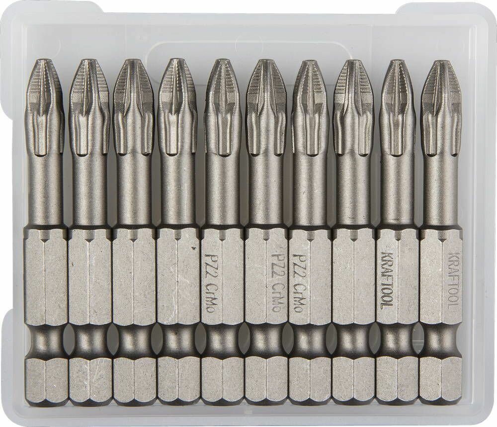 Торсионные биты KRAFTOOL X-Drive, PZ2, 50 мм, 10 штук 26123-2-50-10