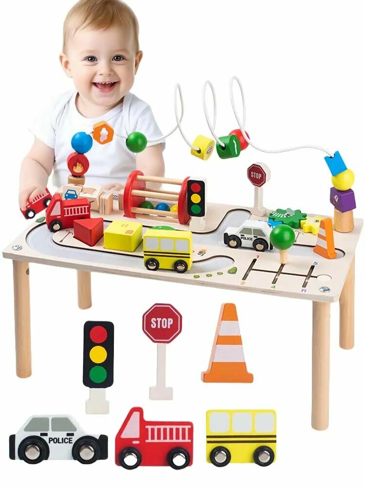 Деревянный лабиринт Viga Бусины и фигурки, Деревянный игровой стол для детей старше