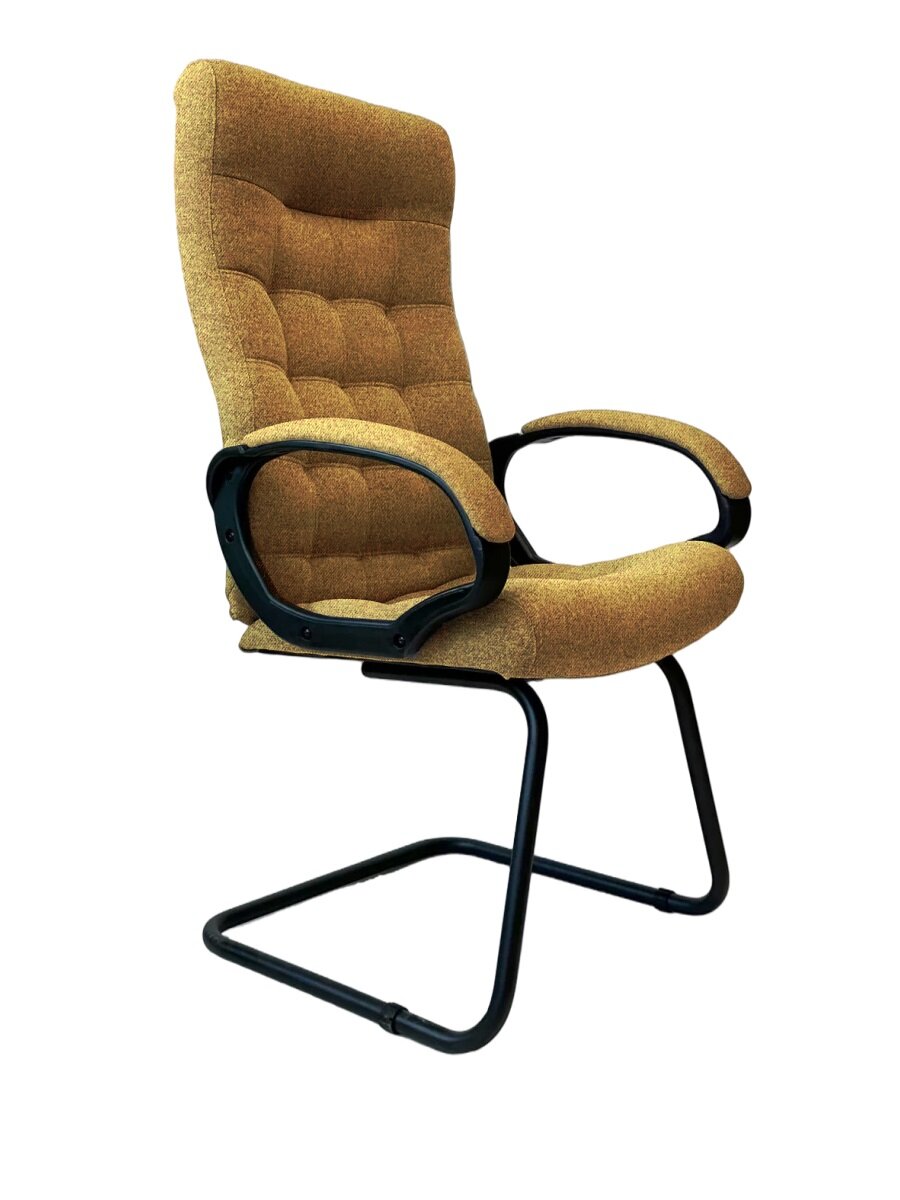 Кресло без колесиков StylChairs Стиль Ультра Софт, обивка ткань рогожка, цвет горчичный