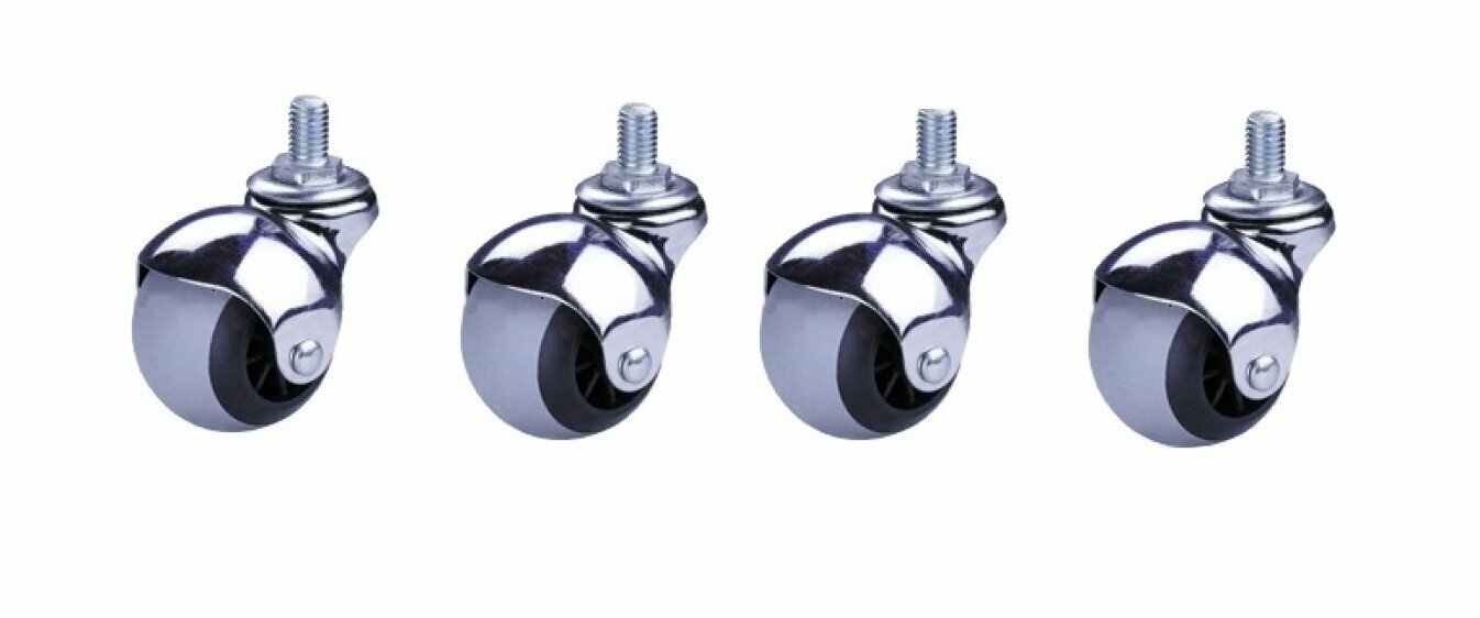 Колесная опора шар (на штыре М8) Ø=40 мм, серая резина (комплект 4 шт)