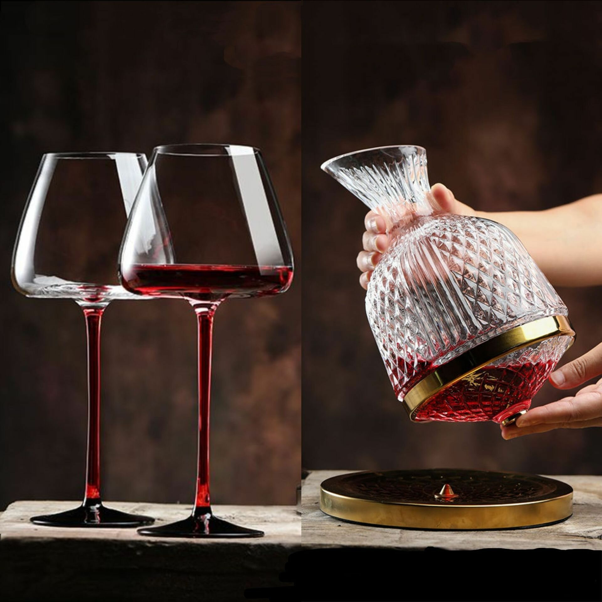 Вращающийся графин с бокалом креативный легкий роскошный винный кувшин из хрустального стекла