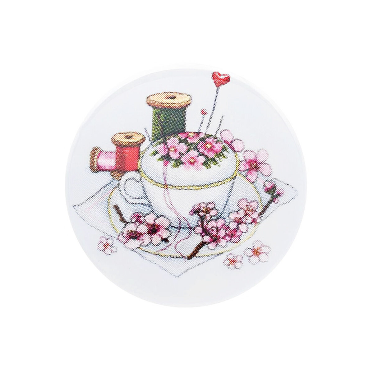 Игольница магнитная круглая с рисунком 'Творческий сервиз', 25*3 мм, Hobby&Pro