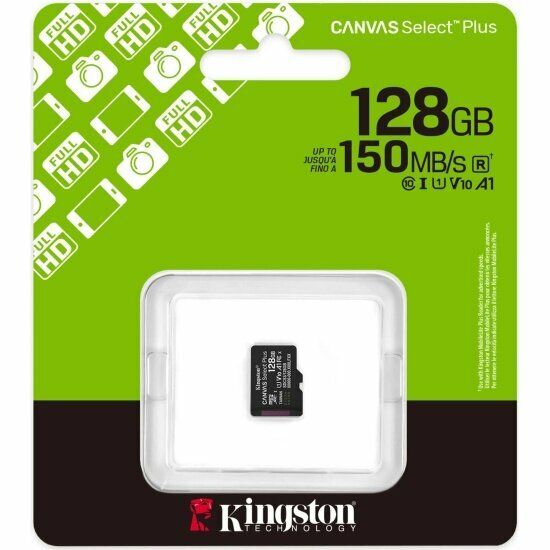 Карта памяти Kingston microSDXC 128Gb Canvas Select Plus Gen3 UHS-I U1 A1 150 Mb/s