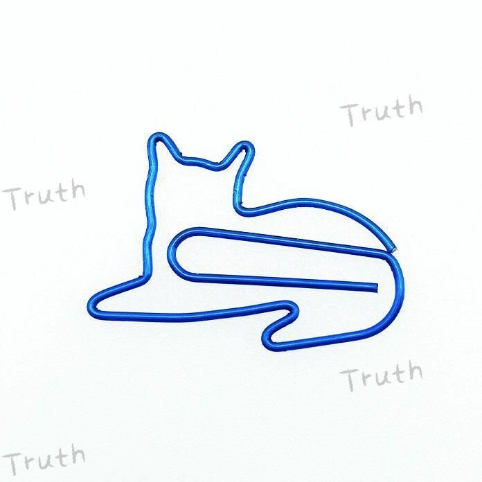 40 шт Фигурные цветные скрепки, Кошачья форма, закладки