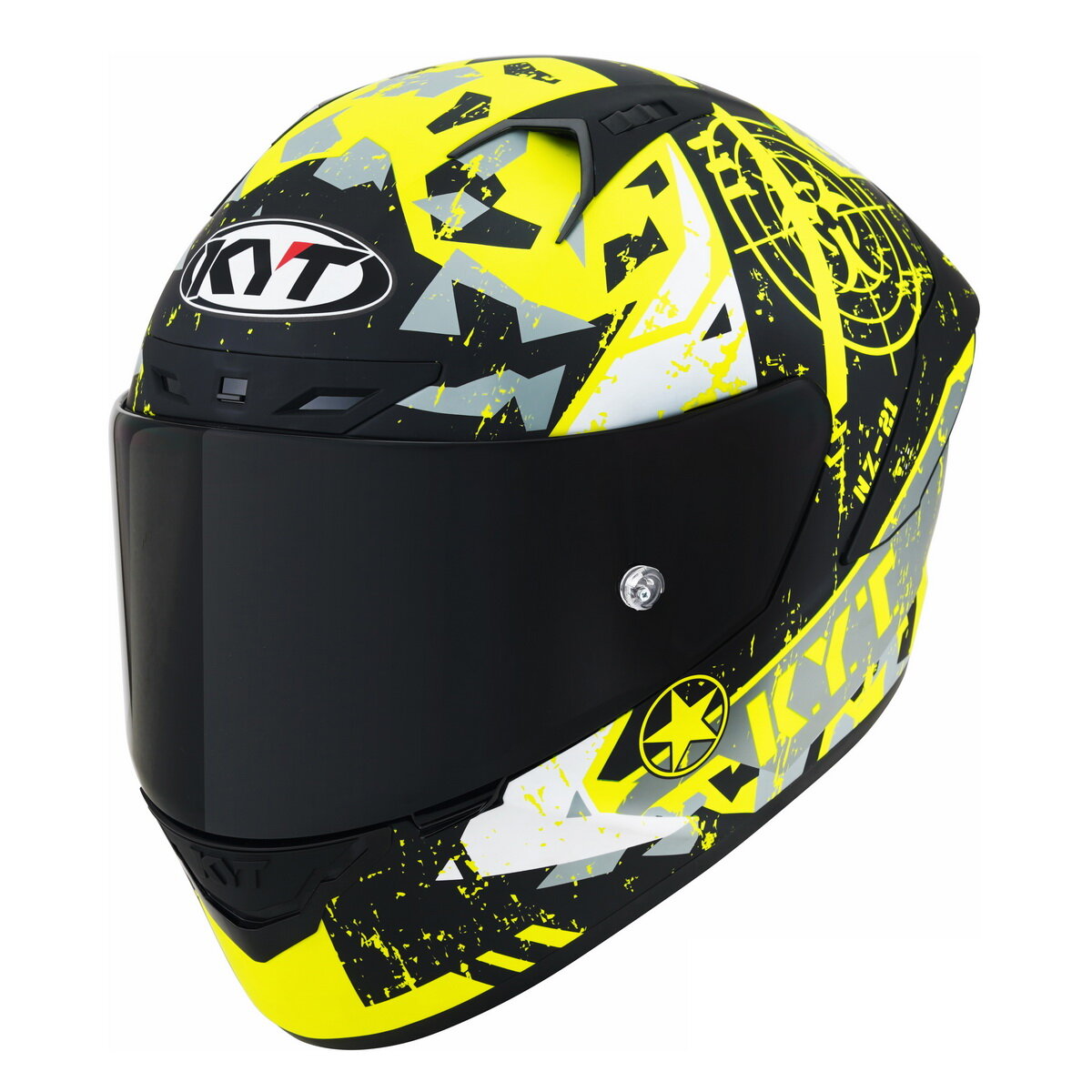 KYT Мотошлем NZ RACE BLAZING, цвет Желтый Матовый, Размер M