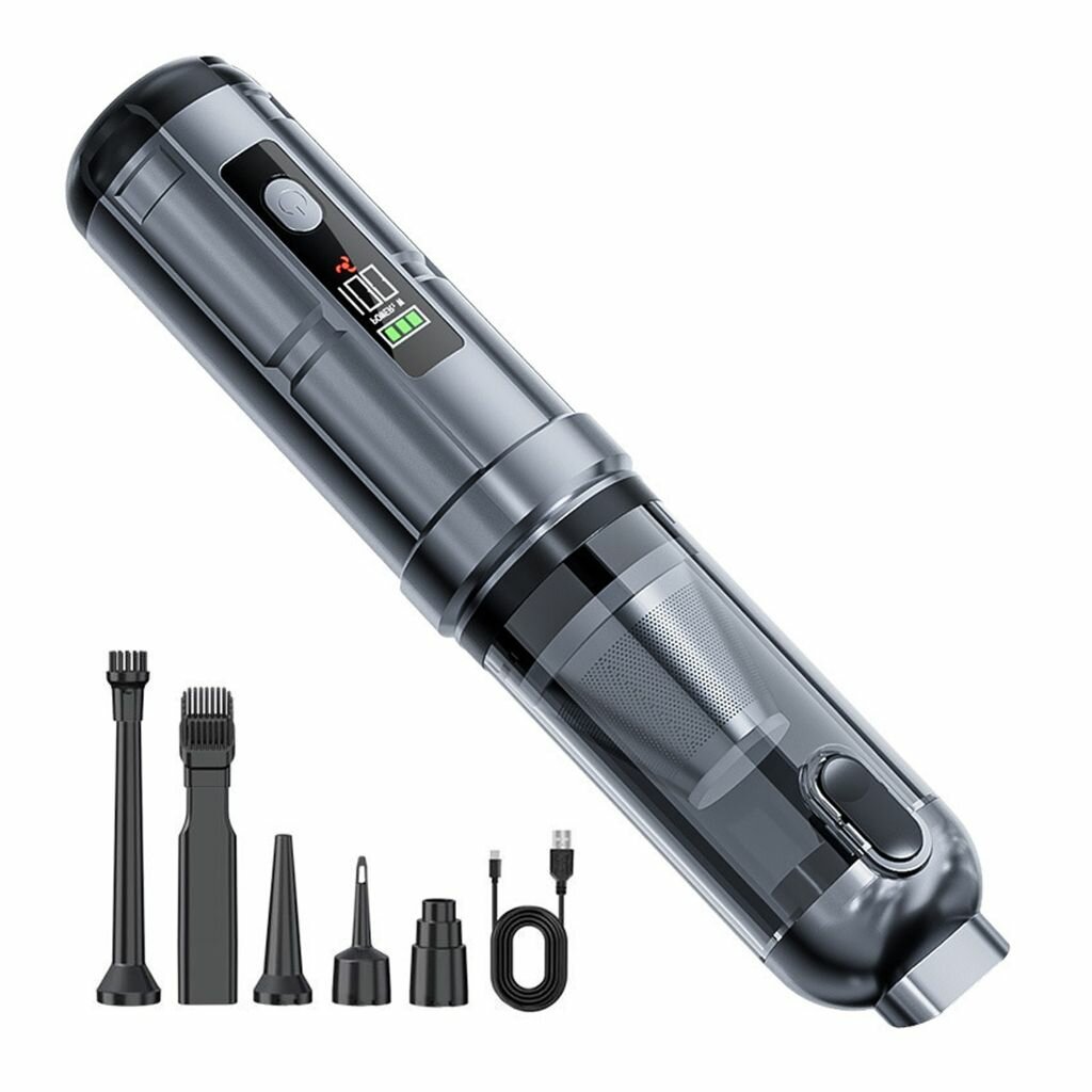 Встроенный пылесос двойного назначения для обдува и всасывания автомобиля и дома 16000 Па-серебристо-черный