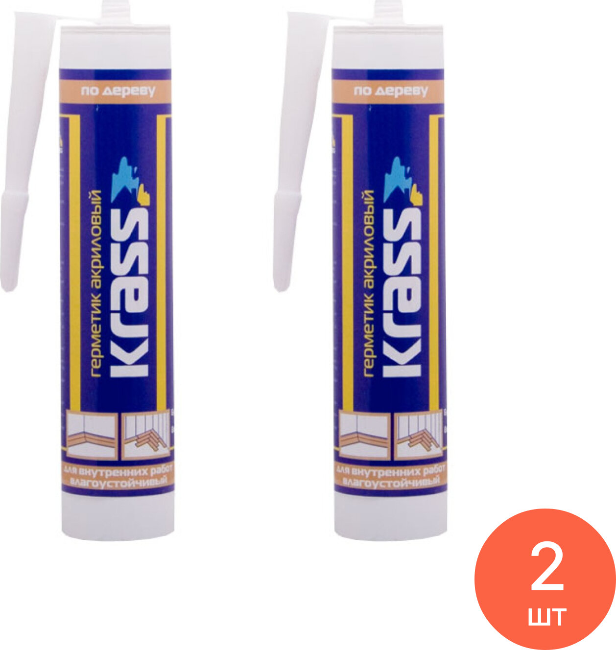 Герметик акриловый Krass / Красс Паркет для дерева, цвет дуб, 300мл / строительство и ремонт (комплект из 2 шт)