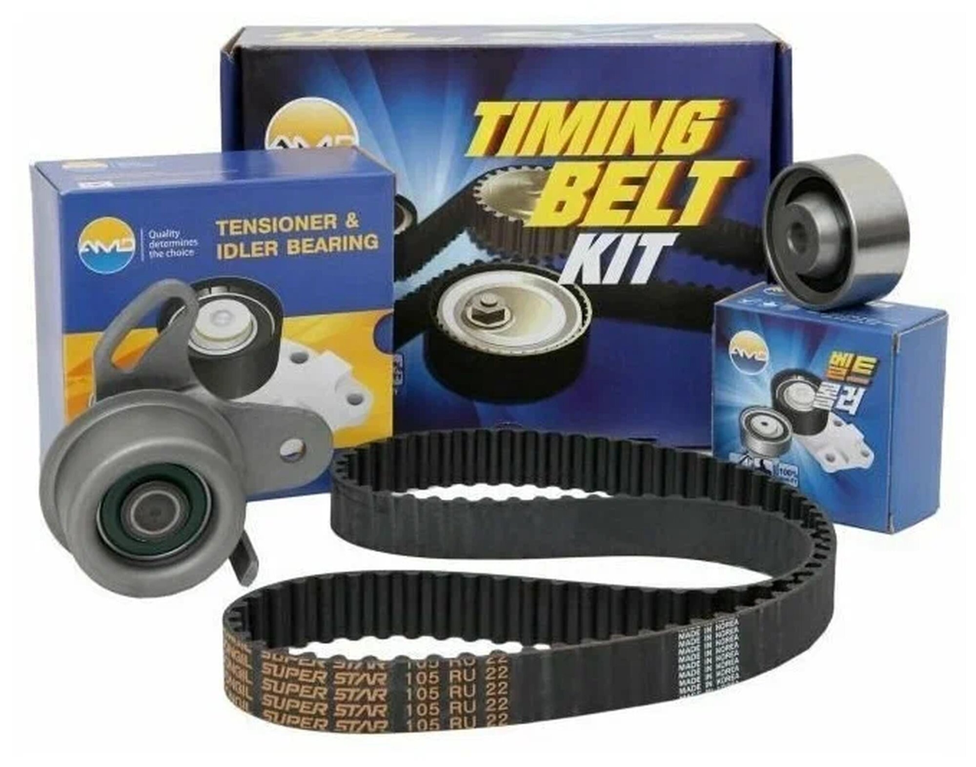 Комплект ГРМ (Accent Tagaz)/(ремень ГРМ +два ролика), AMD AMDKITBR6