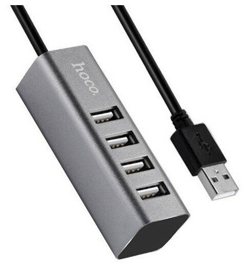 USB HUB HOCO HB1 4-Port USB 2.0 серый