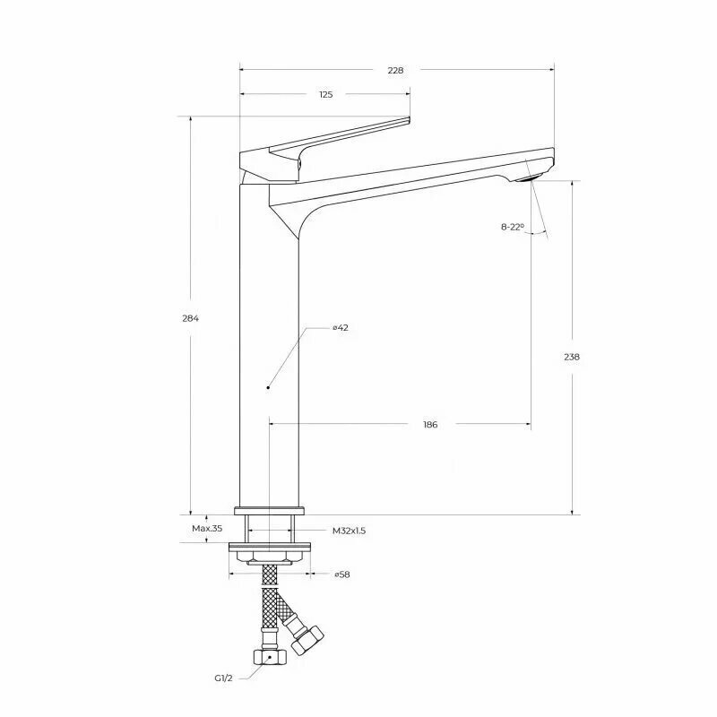 COMFORT-LC-01-W0 Смеситель для накладных раковин однорычажный, без донного клапана, хром