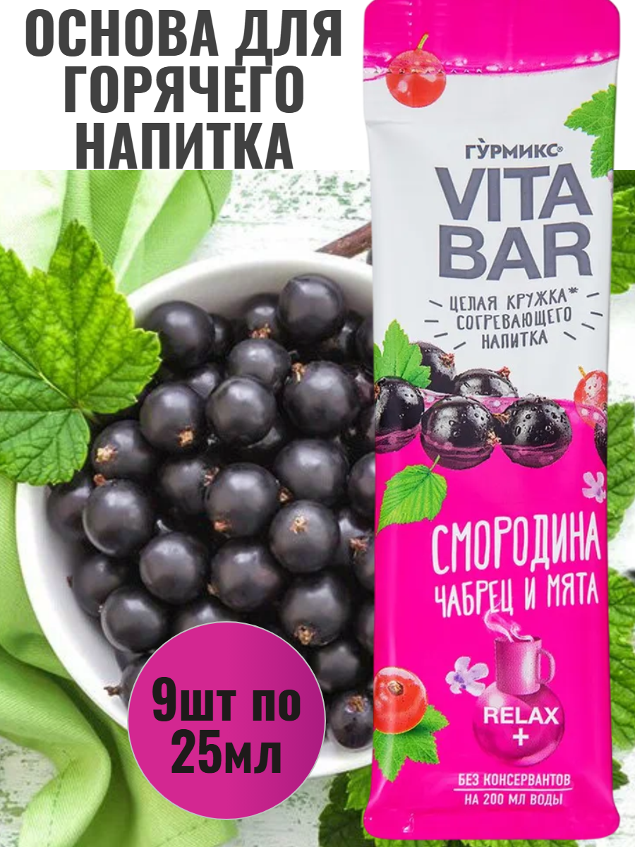 Основа для горячего напитка Смородина, чабрец и мята, 9шт по 25 мл