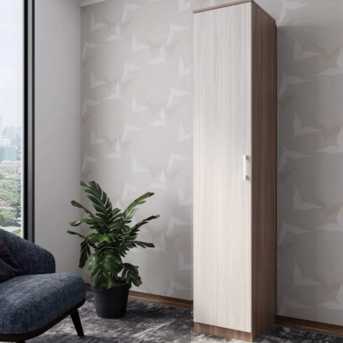 Шкаф-пенал Соло с полками "Эра" Ясень шимо светлый/Ясень шимо тёмный, 40*48.7*220см