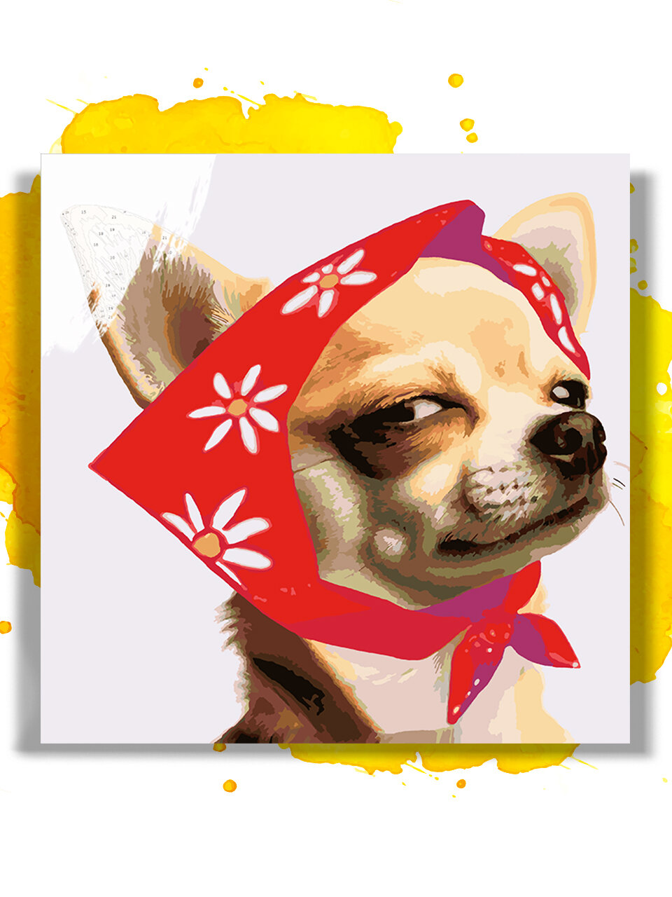 Картина по номерам на холсте Чихуахуа в косынке, 40 х 40 см