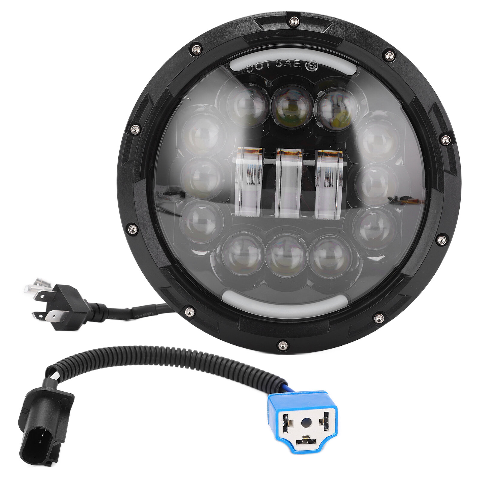 Светодиодная фара 7 дюймов 75 Вт белого янтарного цвета IP68 Водонепроницаемая замена для Wrangler TJ 1997-2006 гг.