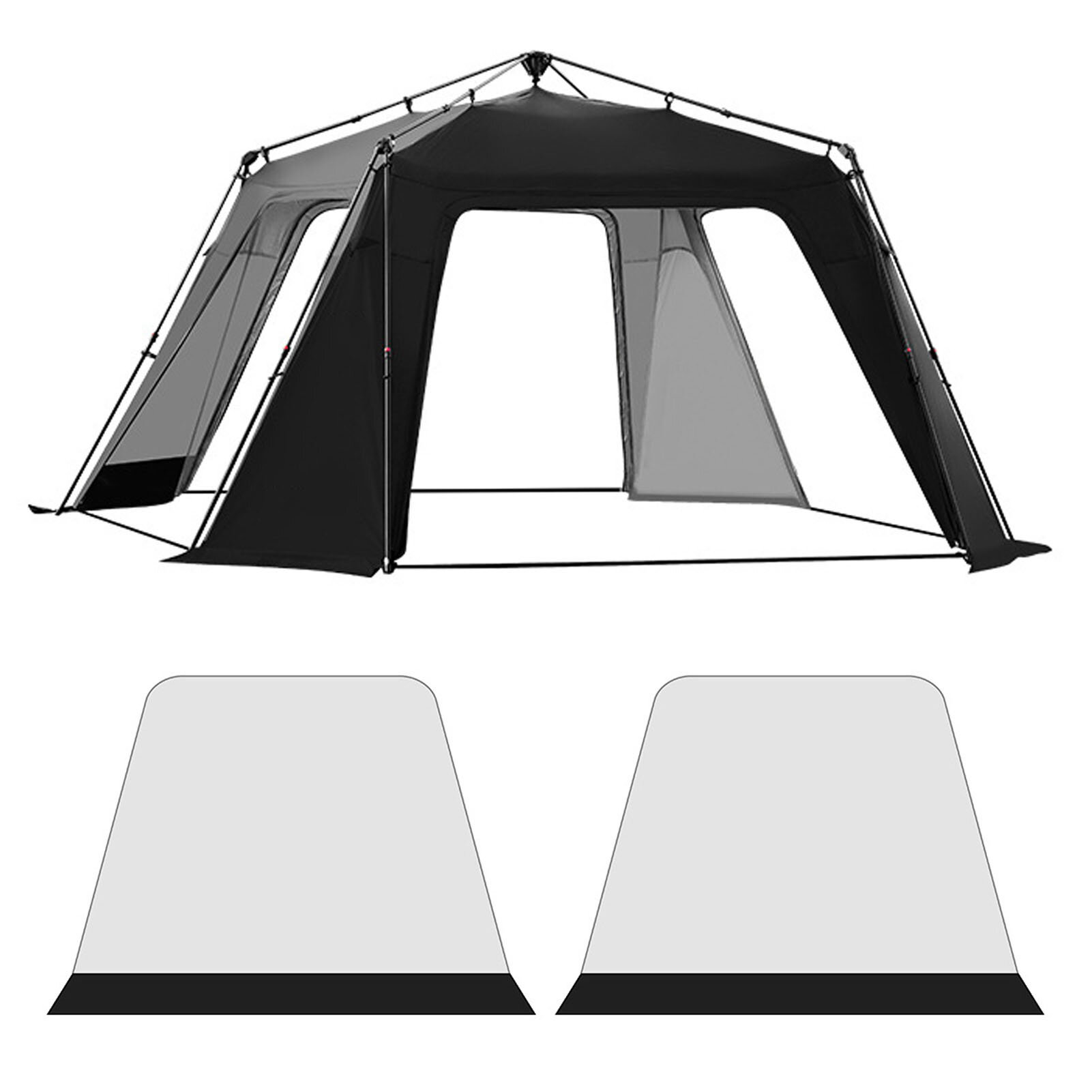 Автоматический купольный тент, 2 сетчатые стенки, тёмный