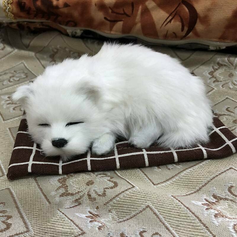 Realistic barking sleeping dog plush model decorative gift for photography and home accent samoyed
