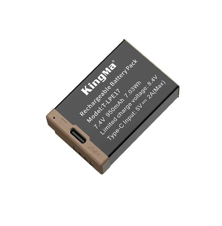 Аккумулятор c Type-C KingMa LP-E17 (950mAh) + защитный кейс для Canon EOS R100, R8, R50, R10, RP