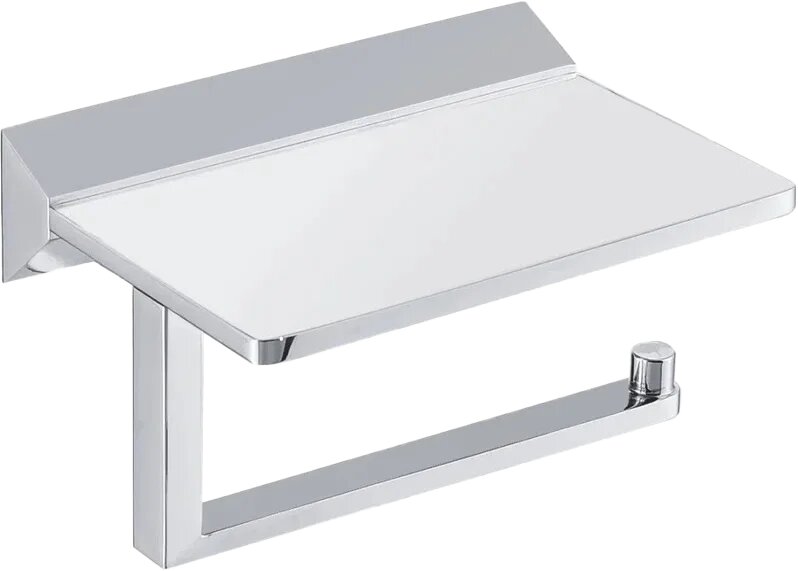 Держатель для туалетной бумаги Rose RG1605 настенный, с полочкой, хром, глянцевый, латунный, на шурупах, с комплектом для монтажа