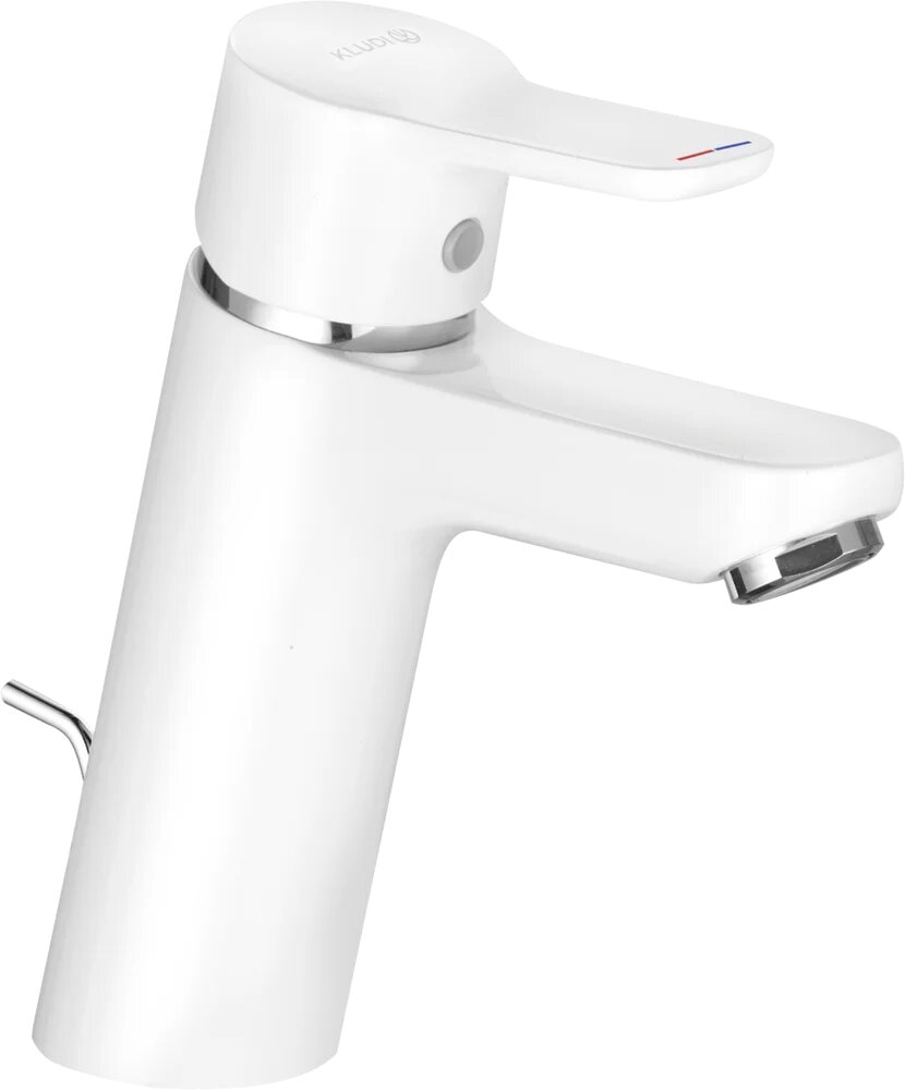 Смеситель для раковины Kludi Pure&Easy 372909165 белый, глянцевый, кран для ванной в раковину, из латуни, рычажный, с керамическим картриджем, с донным клапаном