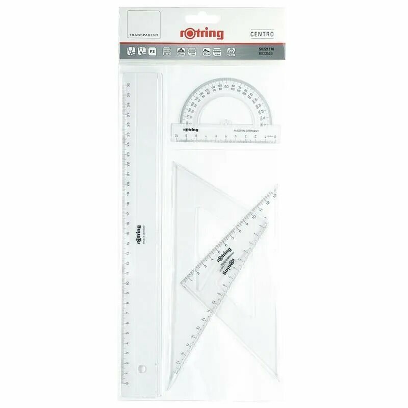 Набор инструментов для рисования rotring transparent Set Квадратная треугольная линейка, 2 шт./компл.