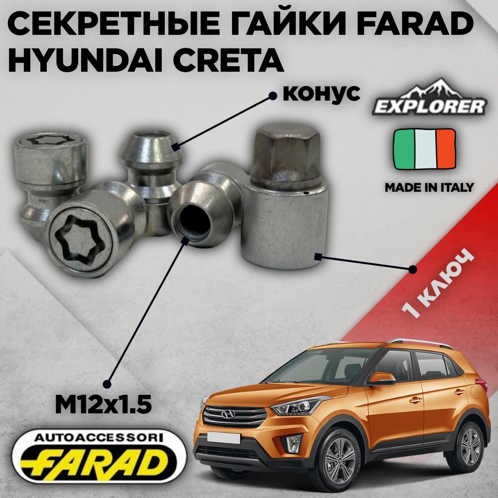 Гайка секретная Farad Starlock для Hyundai Creta 2016-2021 (Арт. H1/E)