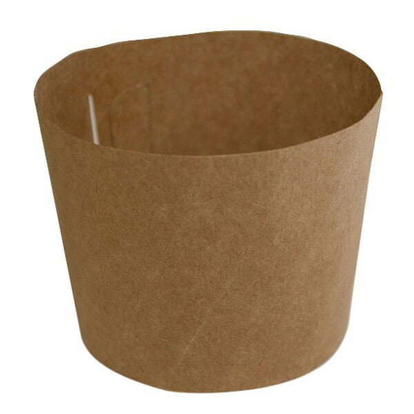 Манжета для стаканов крафт двусторонний, 100 шт, картон, 24✕6 см, бежевый (Doppio)