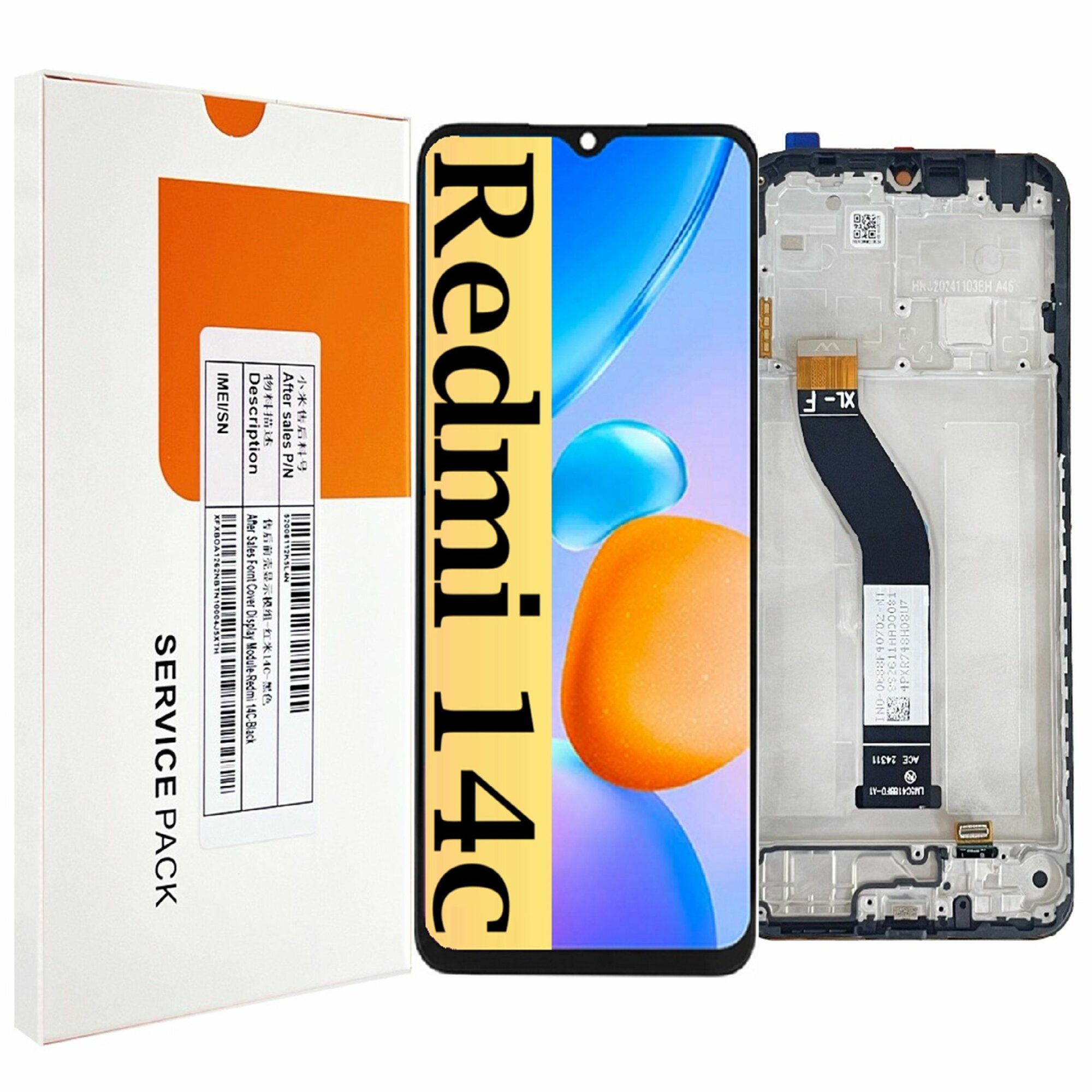 Дисплей для Xiaomi Redmi 14C (2411DRN47C 2409BRN2CA 2409BRN2CG 2409BRN2CY) модуль с рамкой Черный премиум
