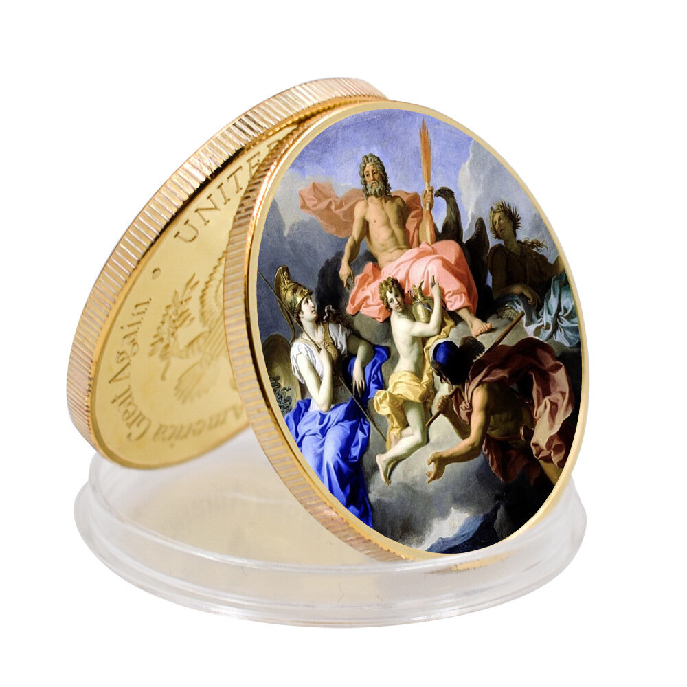 Памятная монета «Греческая мифология», покрытая золотом и серебром, коллекционная монета на тему мифологического искусства Древней Греции, 35 г, 4 x 0,3 см