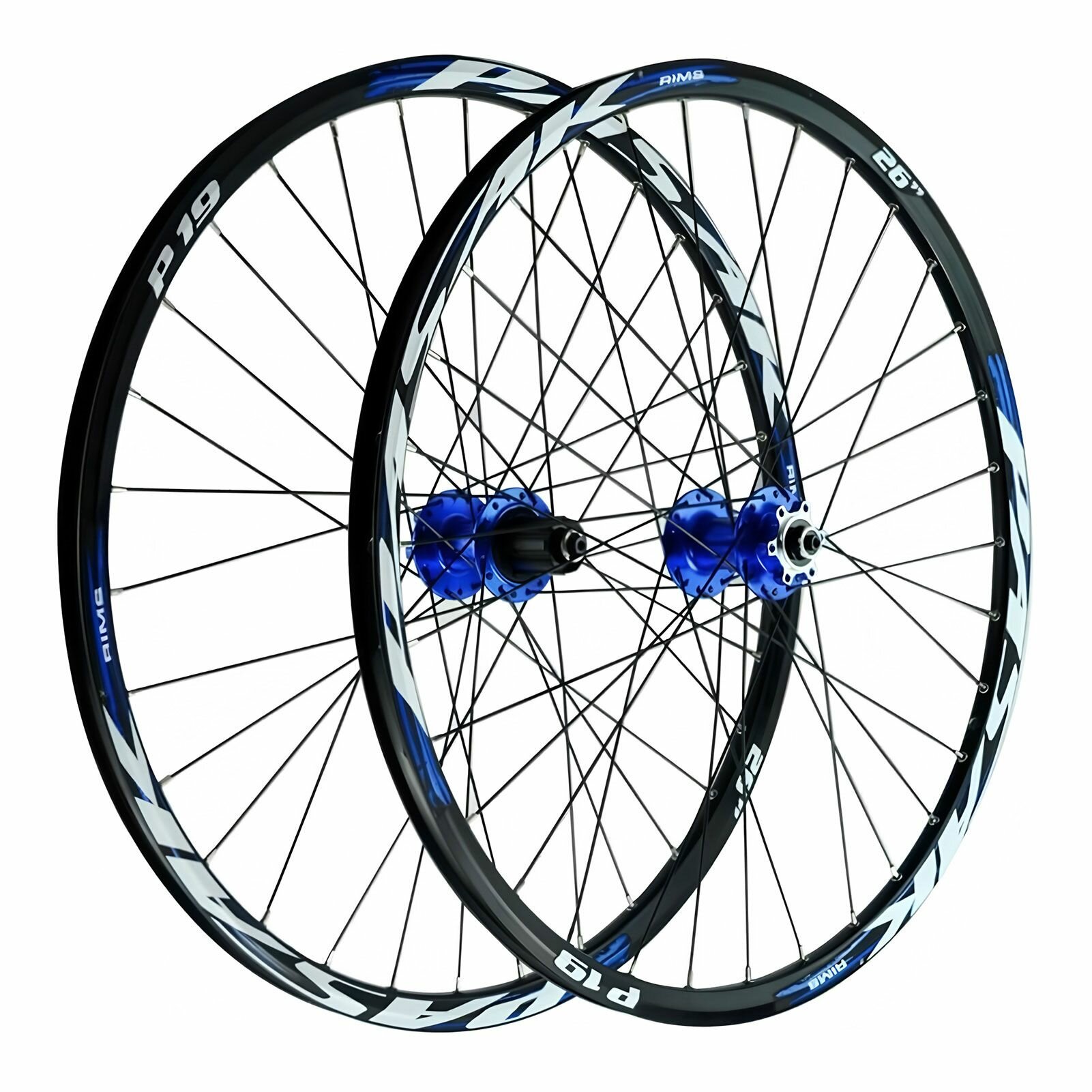 Колесная пара горного велосипеда 26/27.5/29", MTB Передние / задние колеса, Дисковый тормоз HG, Быстросъемная кассета с 7-12 скоростями - Синий