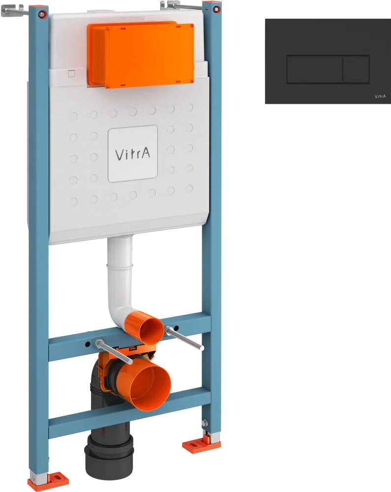 Комплект Инсталляция VitrA V-Fix Core 732-5800-01 / Кнопка Root Square 740-2311 цвет матовый черный
