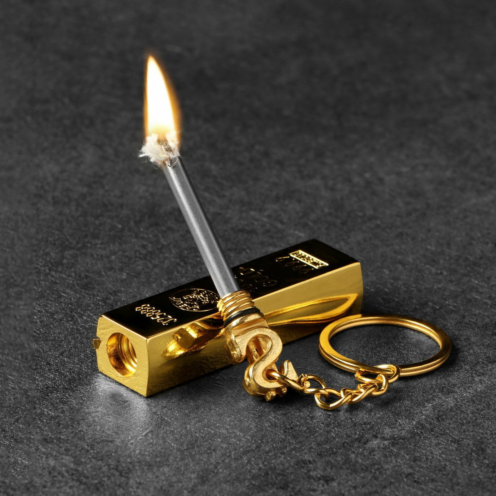 Вечная спичка "Слиток золота", туристическая 6 см, с кольцом