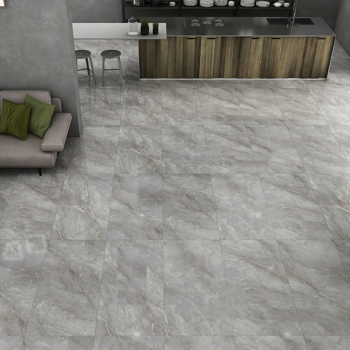 Керамогранит Neodom Orobico Grey Polished 60x120 N20484 мрамор, под камень Глазурованная, Износостойкая, Морозостойкая, морозостойкая