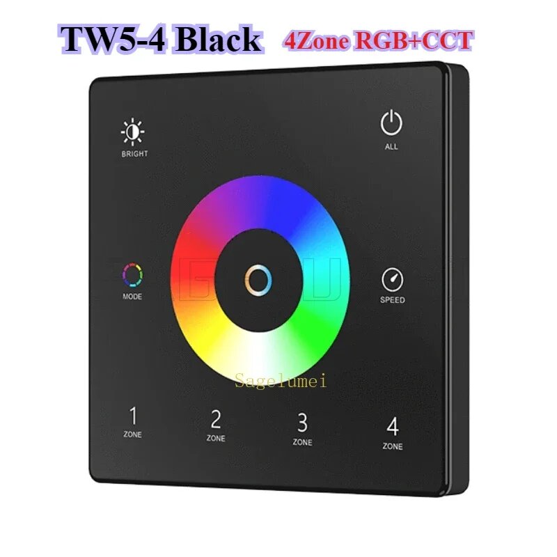 Настенный сенсорный RGB-контроллер SAGE LU MEI Черный, TW5-4 (Black)
