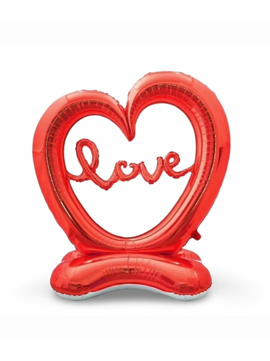 Шар надувной фольгированный Фигура Сердце с надписью LOVE (58/147 см)