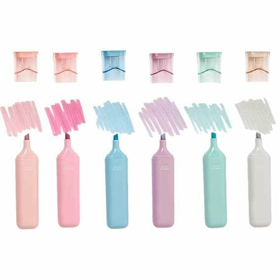 Набор текстовыделителей deVENTE Shimmer, 6 цветов, с блёстками, скошенные 1-5 мм