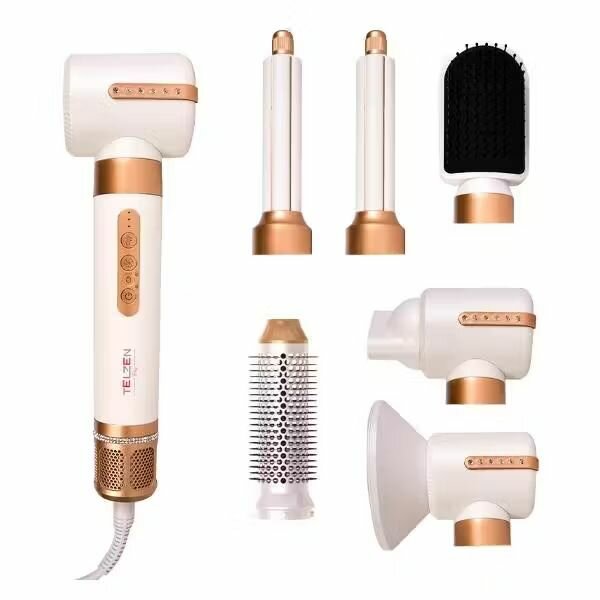 Фен TELZEN I-236S 7 in 1, 1400W, 6 режимов температуры, белый