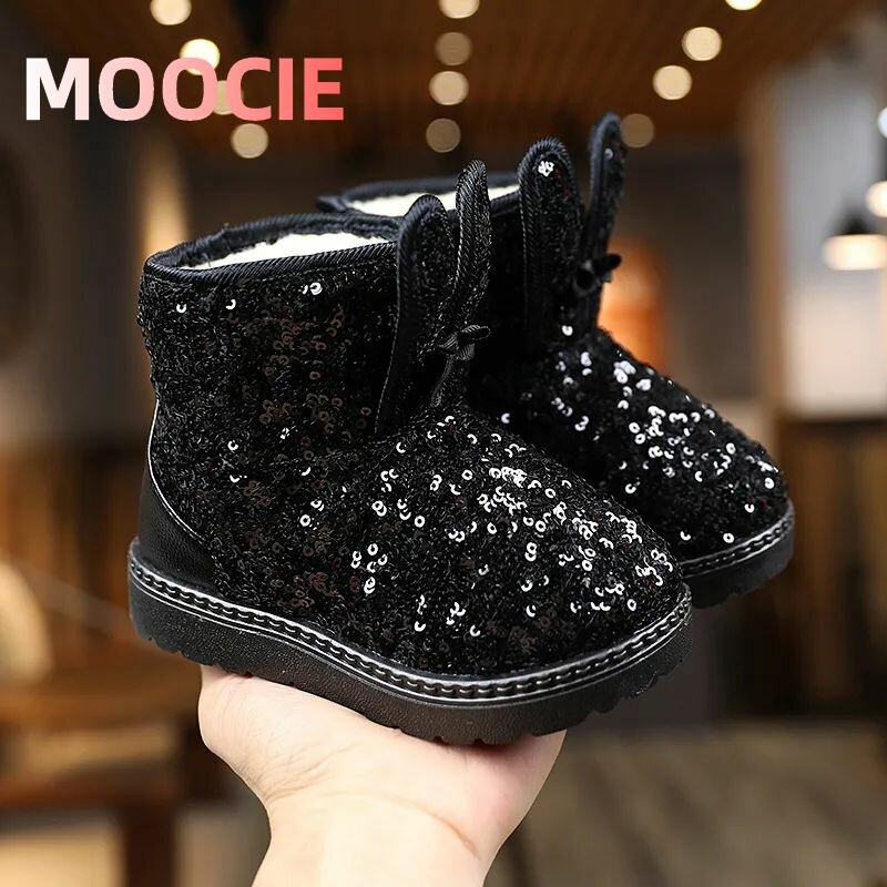 Зимние детские зимние сапоги теплая плюшевая нескользящая обувь