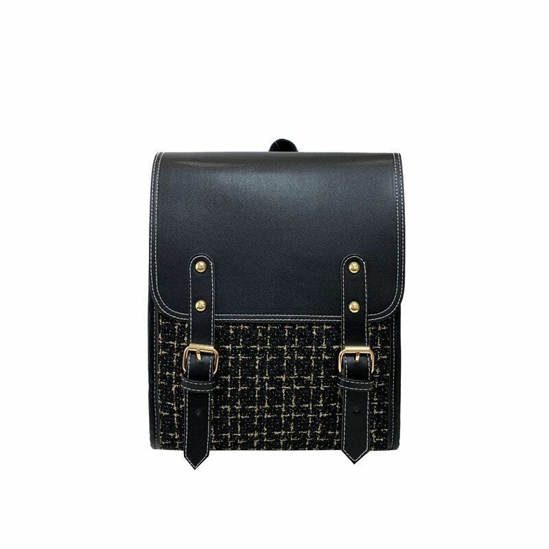 Женский Рюкзак, Простроченный, Квадратный, Модный, Черный