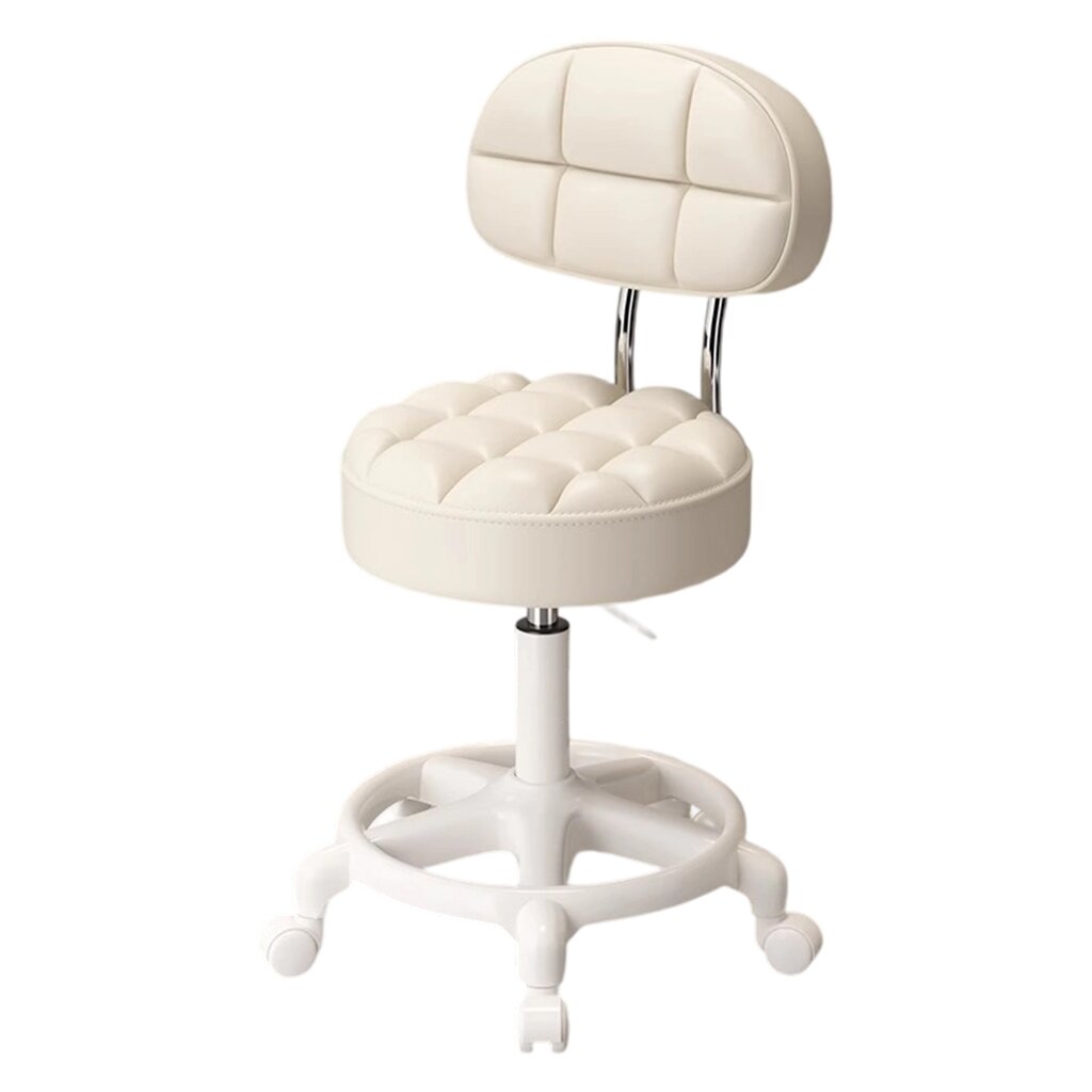 Подъемное вращающееся кресло с круглой спинкой и бесшумным колесом с резиновым покрытием-белый хлеб