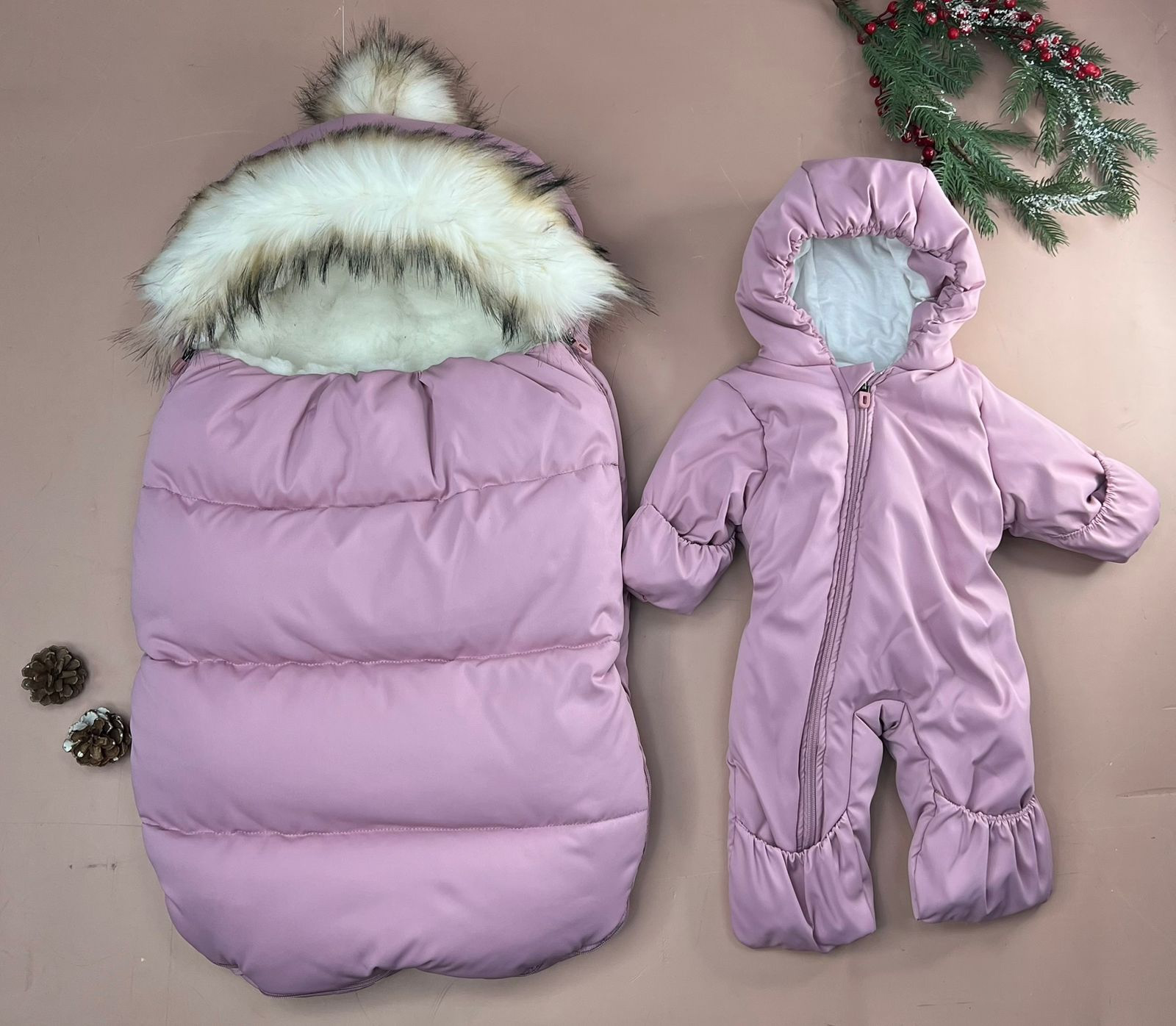 Конверт для новорожденных на выписку в роддом на прогулку зимний роза