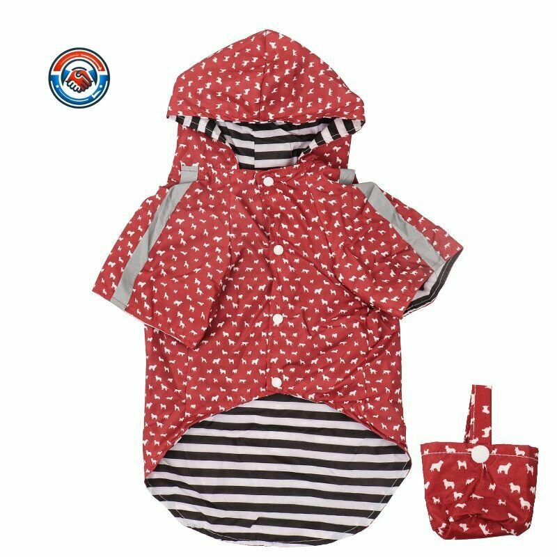 Водонепроницаемый дождевик для собак, яркий светоотражающий капюшон, лёгкий полиуретан, защита от дождя и ветра, размеры S-XL, синий и красный цвет