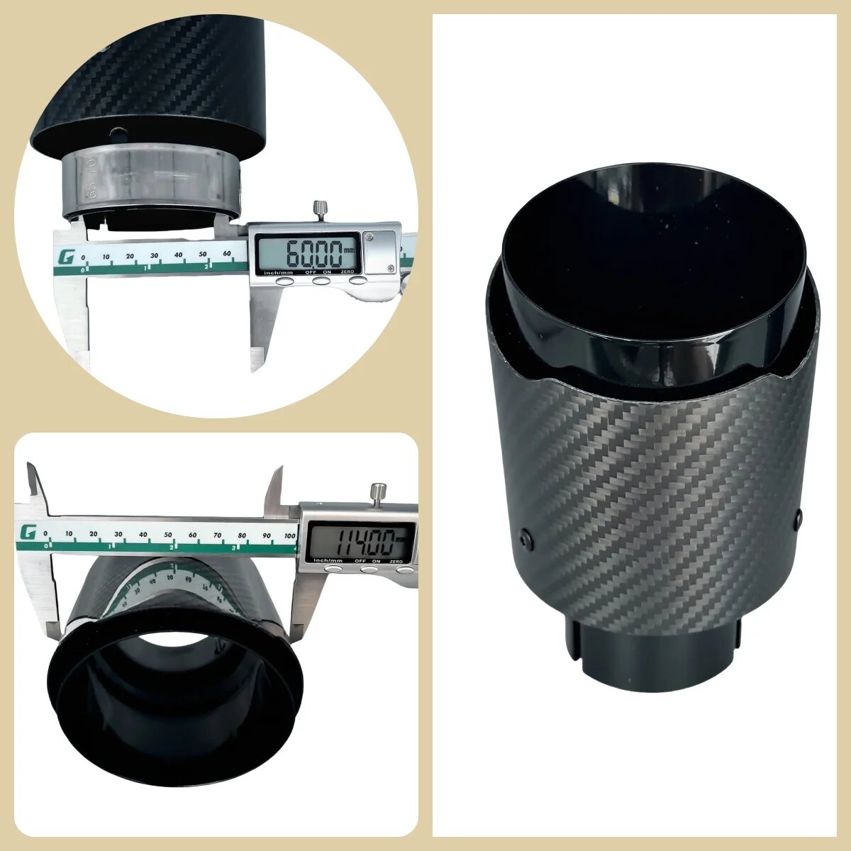 1 шт. универсальный автомобильный хвостовой горло из углеродного волокна из нержавеющей стали, ярко-черный саржевый матовый глушитель, наконечник выхлопной насадки, 60mm-114mm
