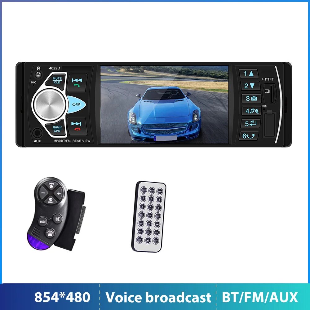 Автомагнитола Podofo, 1 din, MP3, сенсорный экран 4,1 дюйма HD, плеер с Bluetooth, FM-радио, приемник, поддержка TF/USB, камера заднего вида, 4.1 inch MP3 4022D