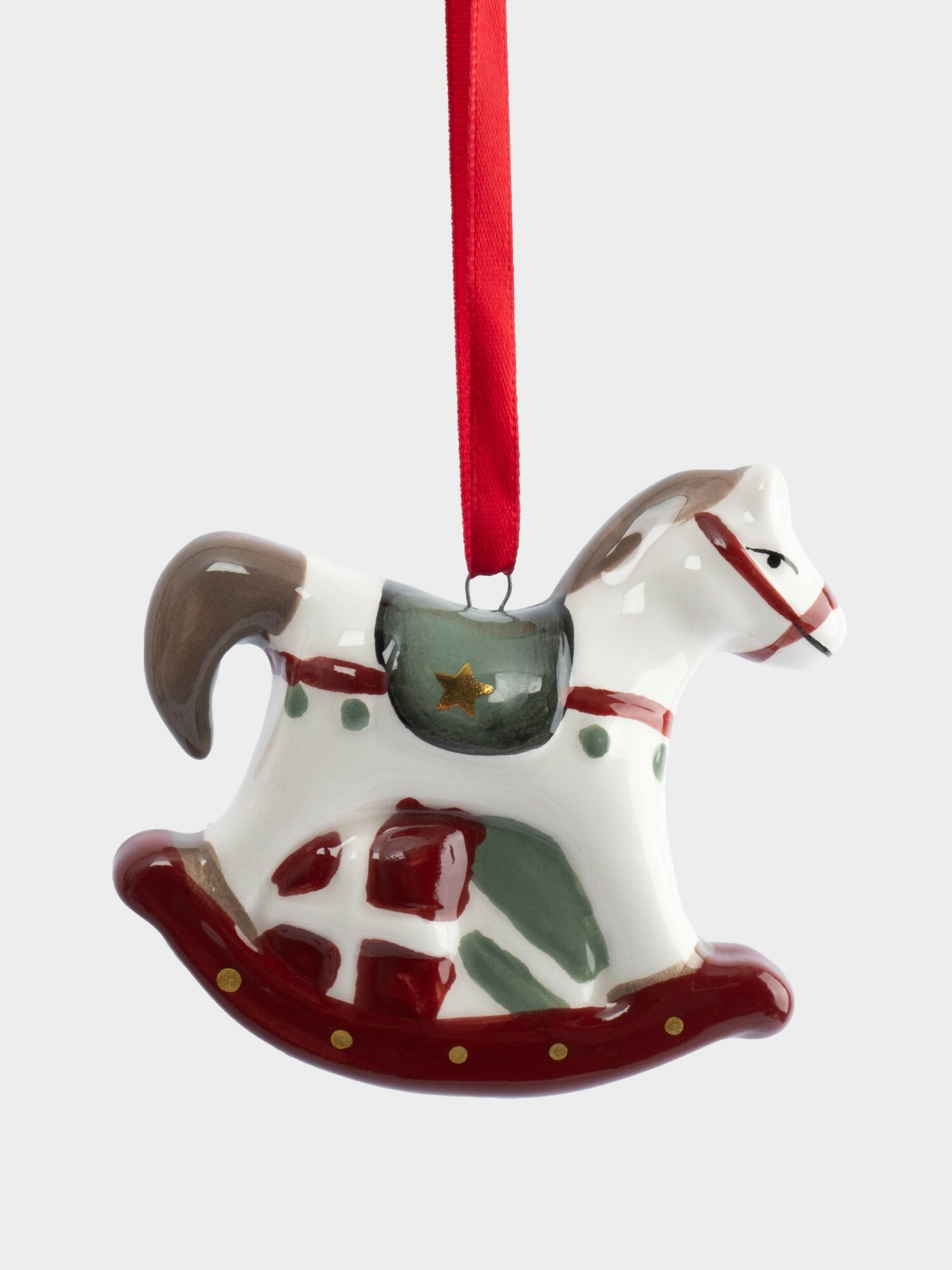 Игрушка елочная, 8 см, керамика, Лошадка-качалка, Bright horse (Anna Lafarg)