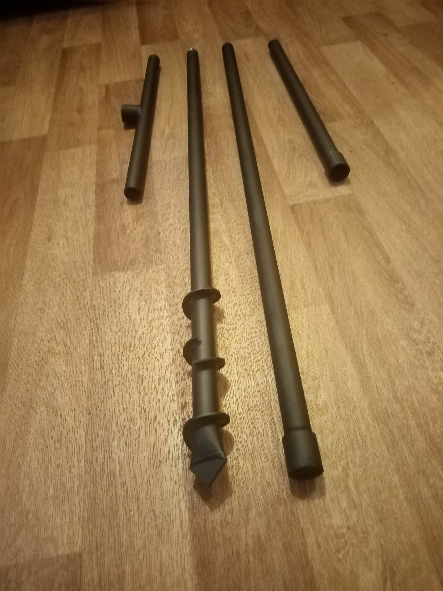 Бур садовый, 3х шнековый, D-50мм*2,5 метра, Т-образная рукоятка, металлический, черный