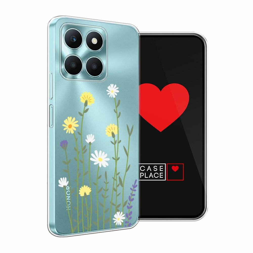 Чехол на Honor X6A / Хонор X6A с принтом "Пучок полевых цветов", прозрачный — фото 1