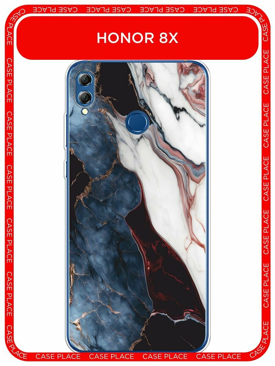 Силиконовый чехол на Honor 8X / Хонор 8Х с принтом "Благородный мрамор"
