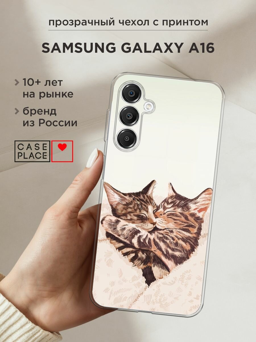 Чехол на Samsung Galaxy A16 / Самсунг А16 с принтом "Влюбленные котейки - 14 февраля"