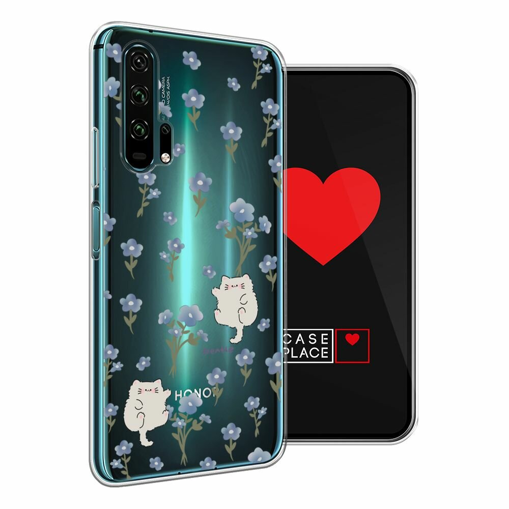 Чехол на Honor 20 Pro / Хонор 20 Про с принтом "Gentle cats", прозрачный — фото 1